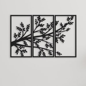 Large 3 Panel Wall Art Metal Tree Wall Decor Room Decor - Etsy