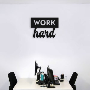 Work Hard Metal Wall Art, Motivation Metal Wall Art for Office Decor ...