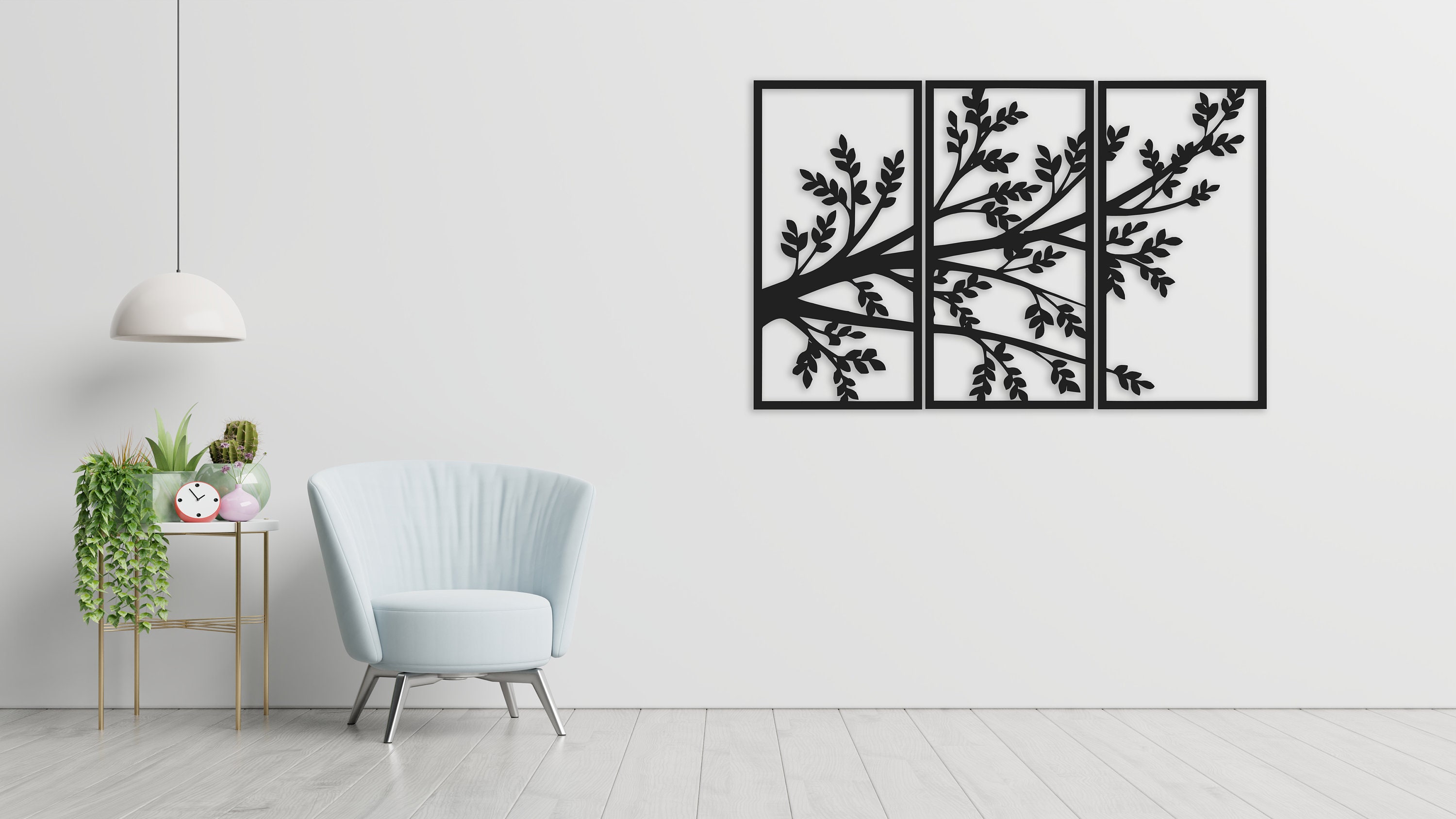 Large 3 Panel Wall Art Metal Tree Wall Decor Room Decor - Etsy