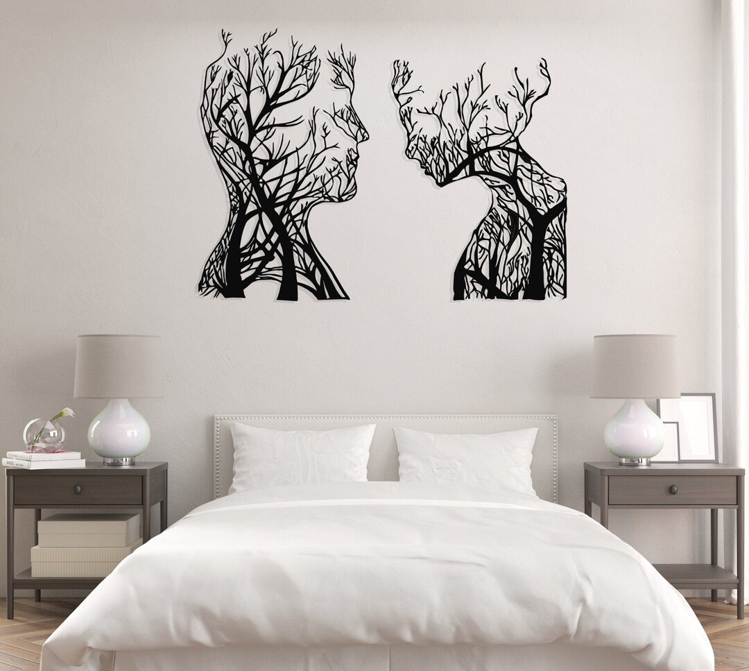 Oversized Wall Art, 2 Faces Metal Wall Art, Human Face Art, Modern ...