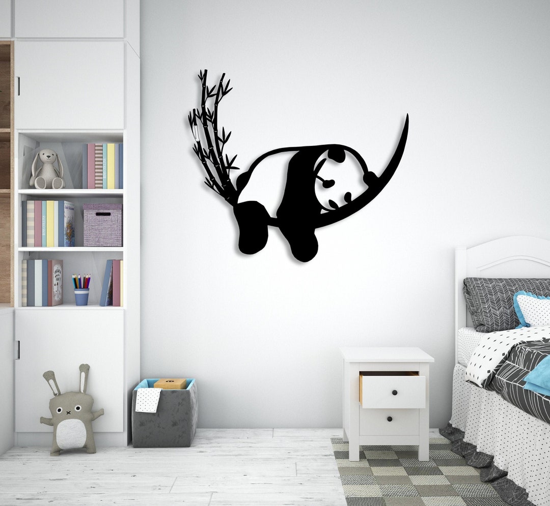 Metal Wall Art With Panda on Branch, Home Wall Decor, Kids & Teen Girl ...
