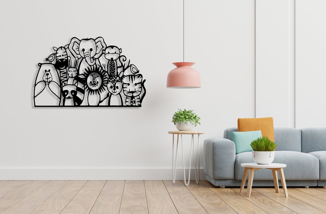 Metal Decor Zoo Animals, Cute Animals Lover, Outdoor Wall Art Decor ...