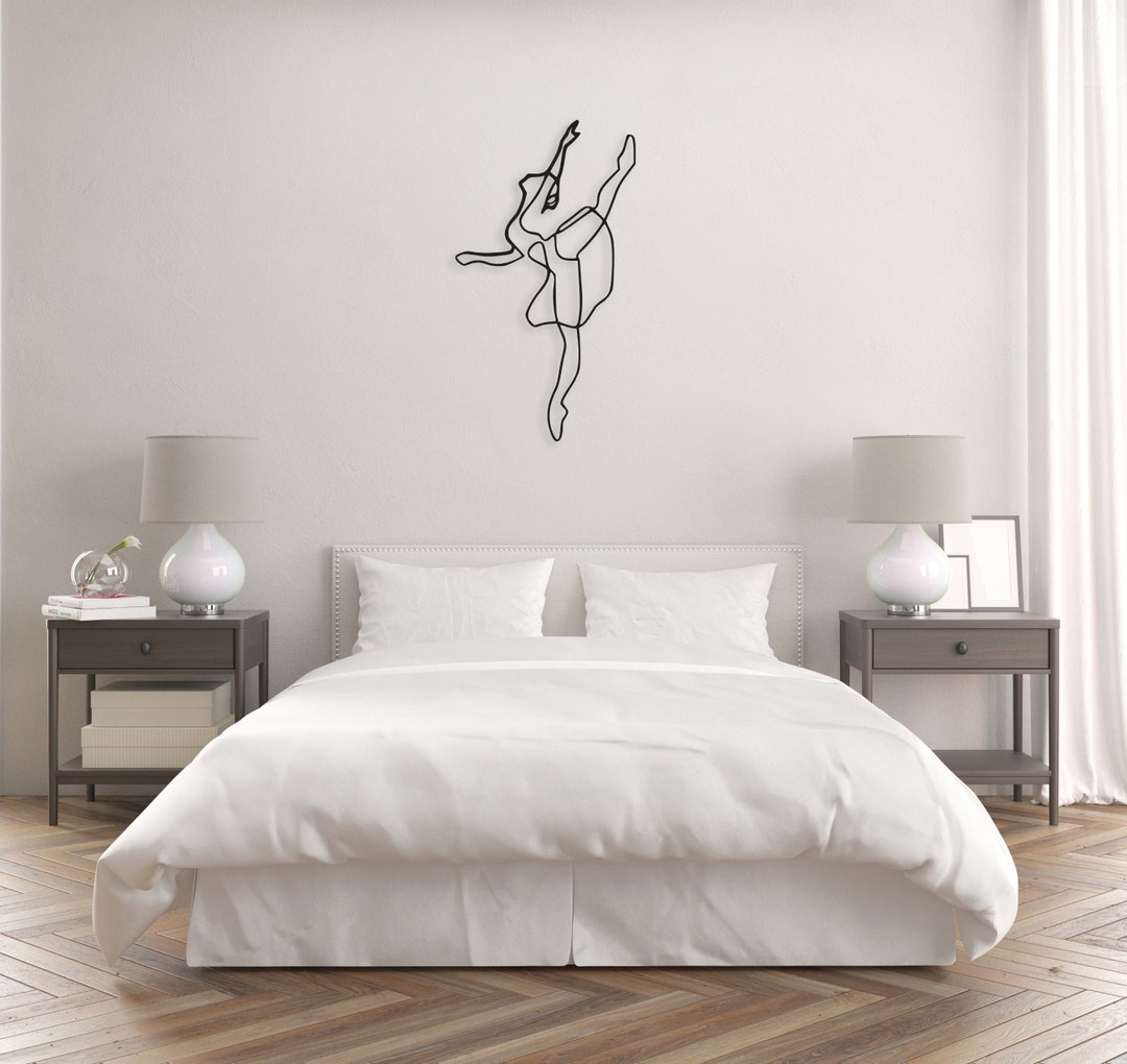 Arte mural metálico de bailarina, arte lineal de ballet, decoración ...