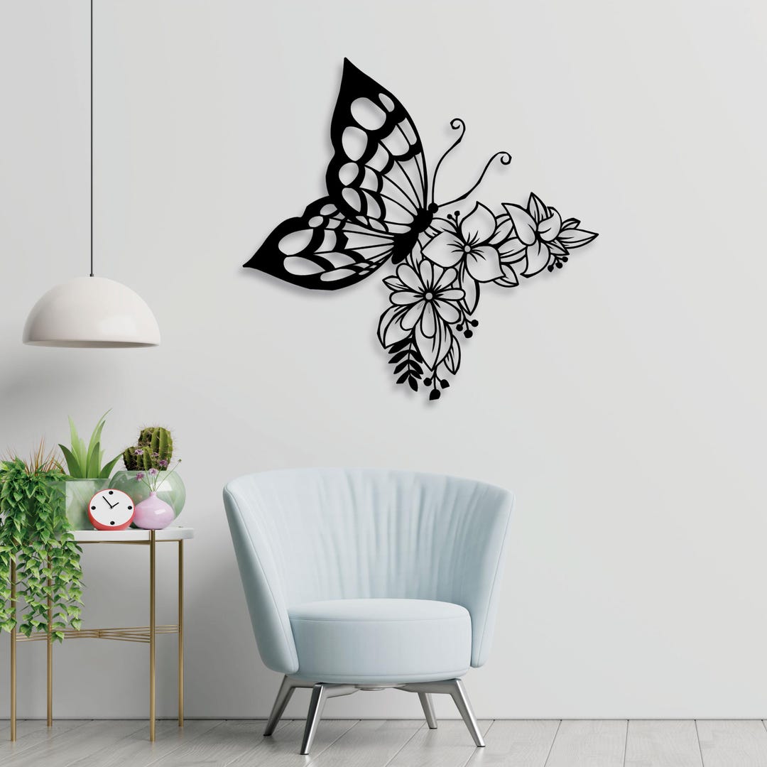 Butterfly Metal Art Hanging 3D Decor, Handmade Butterfly Metal Wall Art ...