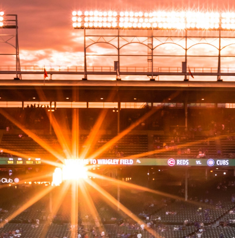 2016 Cubs Wrigley Field Sunset Baseball Photography, Chicago Cubs Urban ...