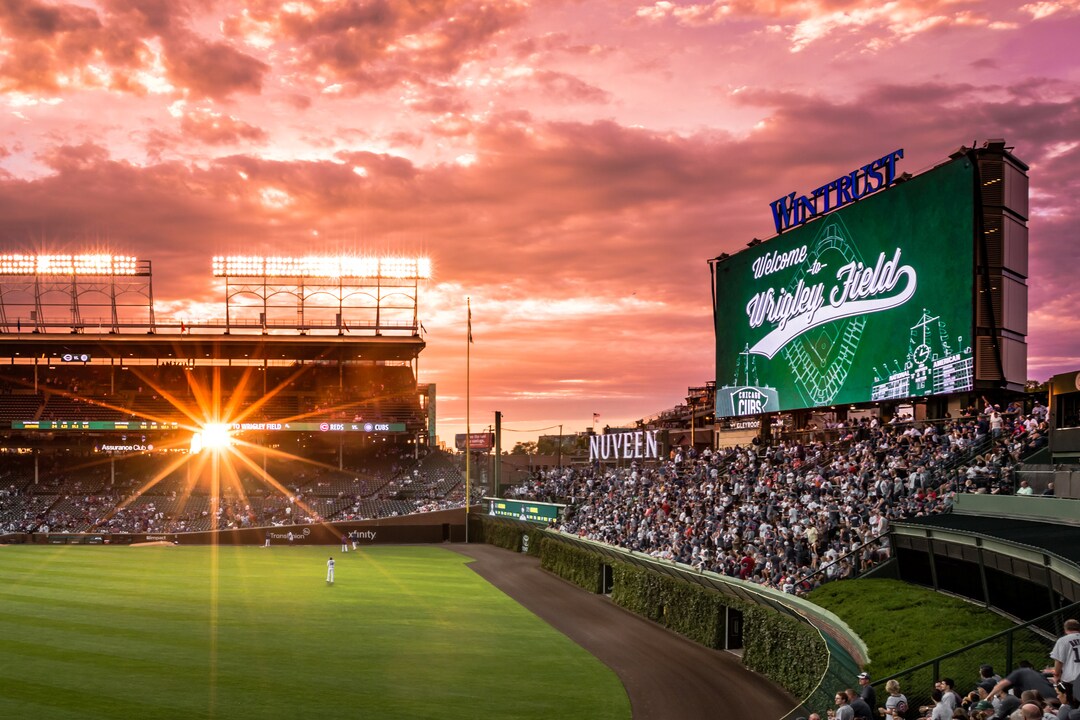 2016 Cubs Wrigley Field Sunset Baseball Photography, Chicago Cubs Urban ...