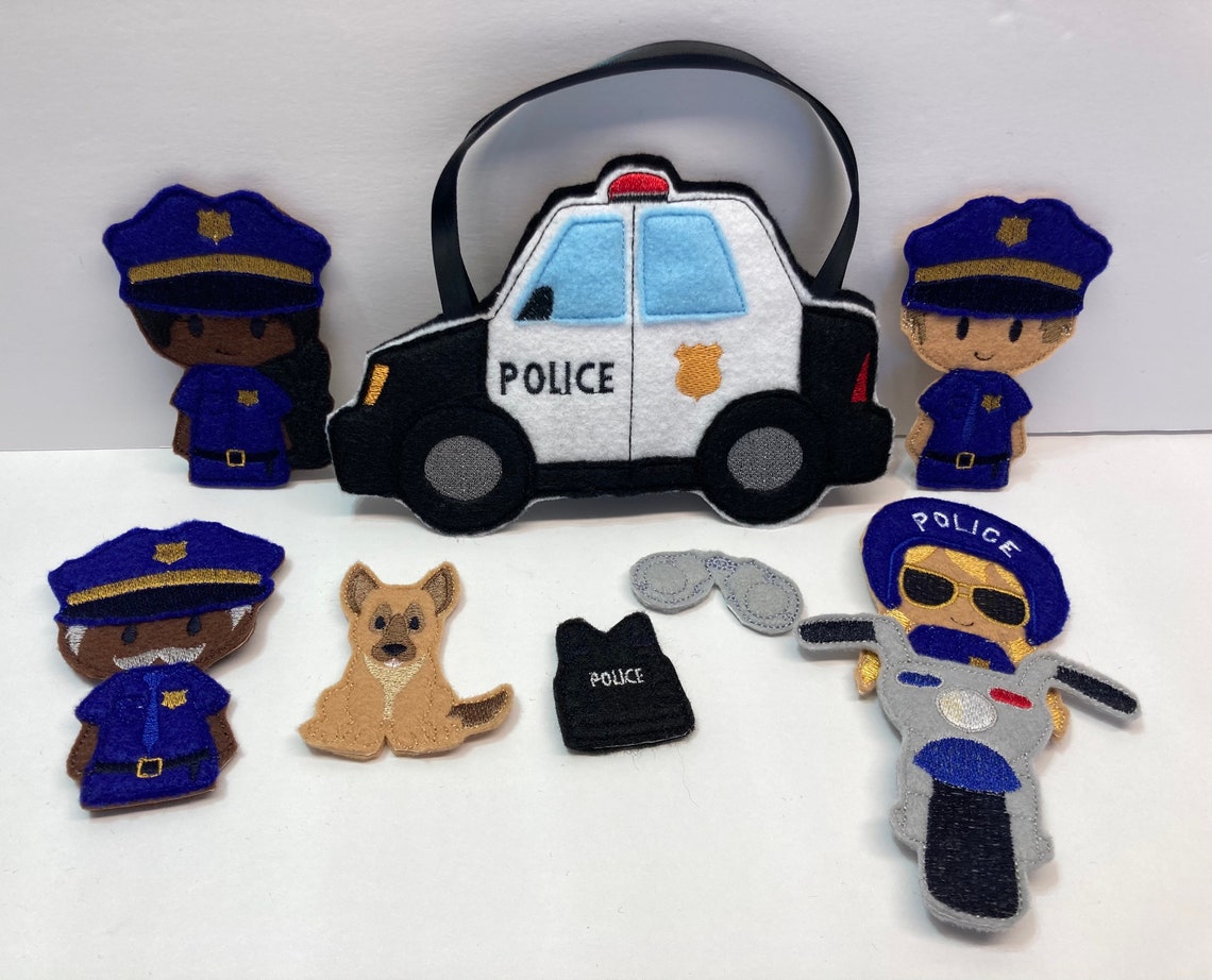 Police Finger Puppet Set With Car Bag | Etsy