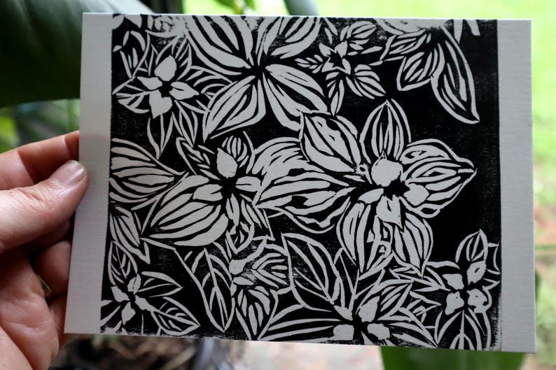 Bunchberry Linocut Print— Native Plant Lover - Wall Art or Art Card - Etsy