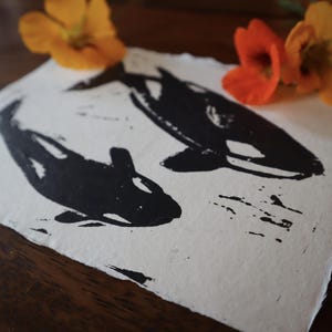 Orca Whale Linocut – Original Handmade Blackfish Art - Etsy