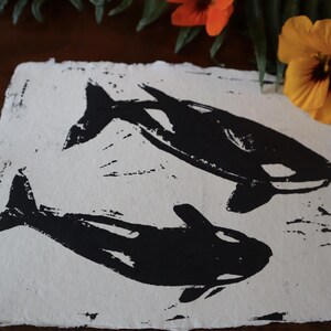 Orca Whale Linocut – Original Handmade Blackfish Art - Etsy