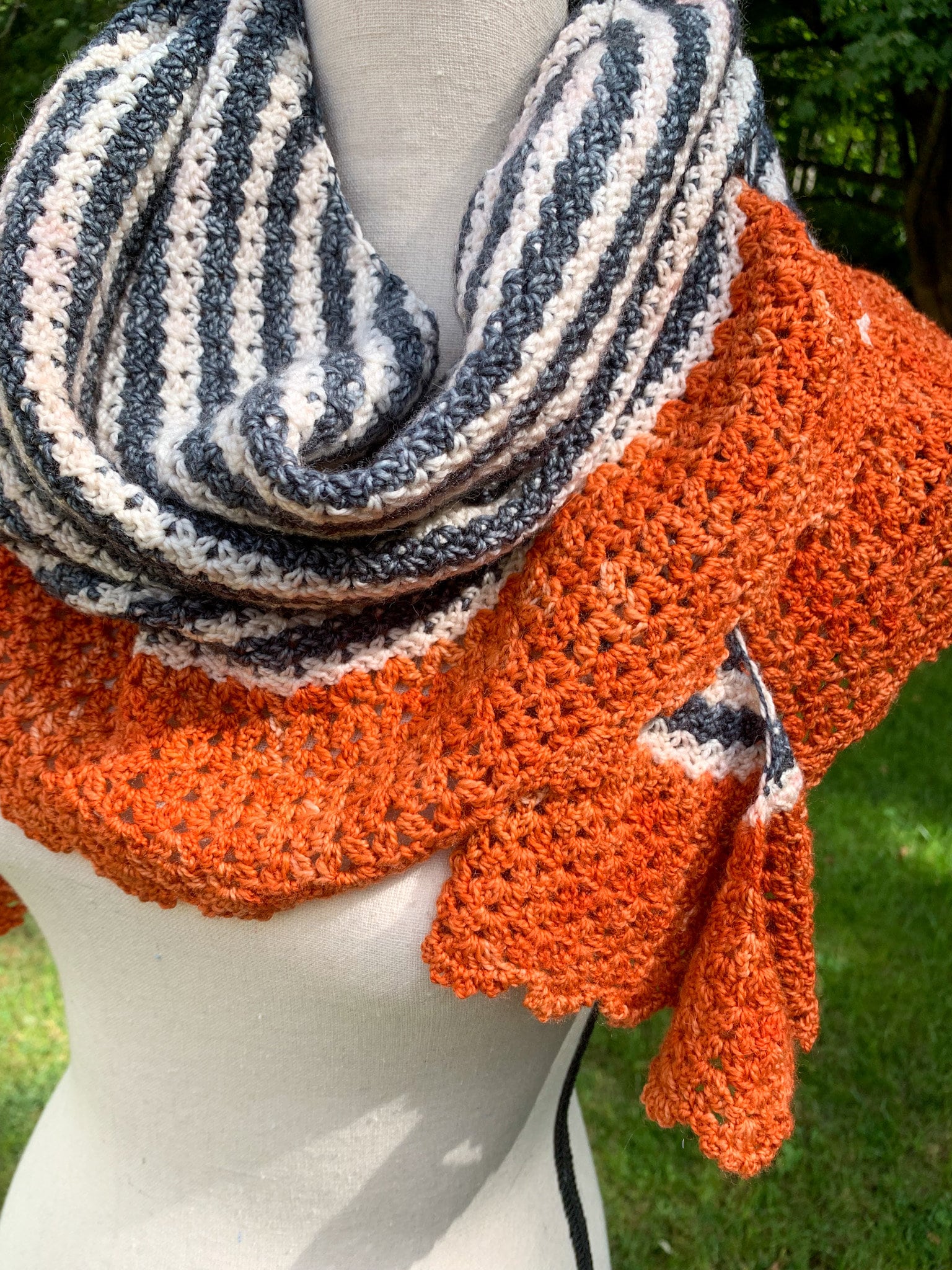 CROCHET Pattern - Cheval Crescent Wrap Scarf Shawl Lace Picot ...