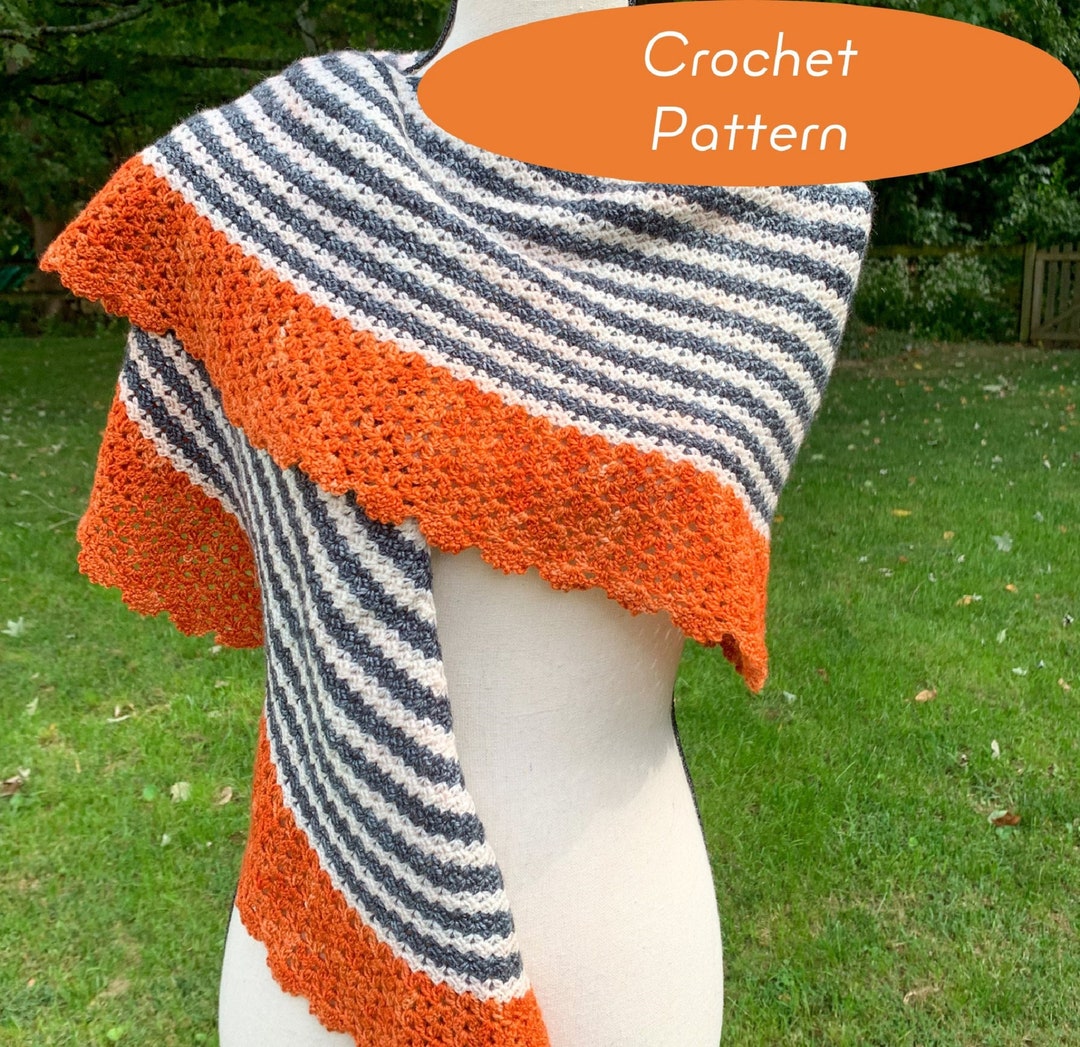 CROCHET Pattern - Cheval Crescent Wrap Scarf Shawl Lace Picot ...