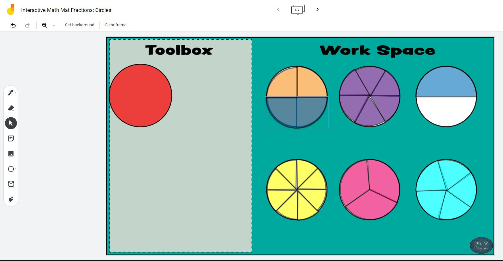 Google Workspace for Education Interactive Math Mat: Fraction Circles ...