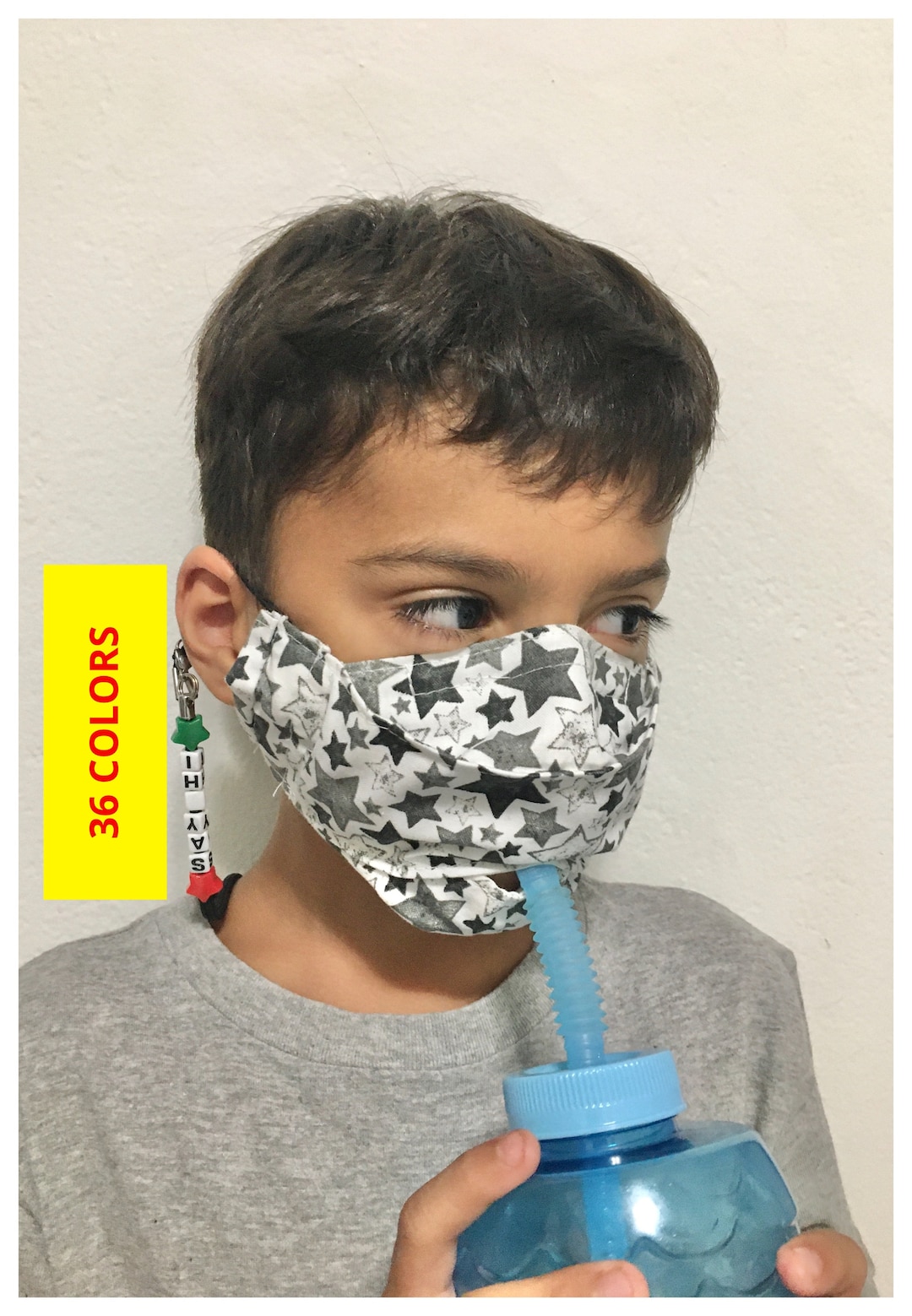 Adults and Kids Reusable Cotton Face Mask. Straw Instrument Hole ...
