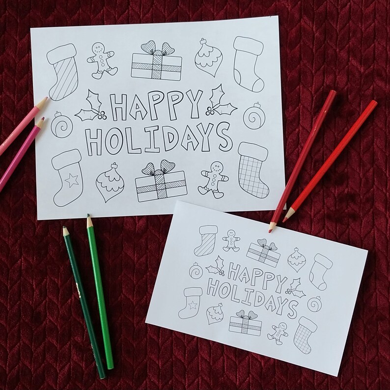 Christmas Coloring Pages and Cards, Adult and Kid Coloring Sheets ...
