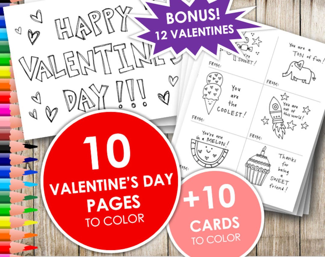 Printable Valentine’s Day Cards and Coloring Pages, Adult and Kid ...
