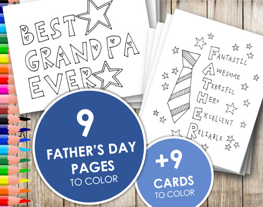 Printable Father’s Day Coloring Pages and Cards, Adult and Kid Coloring ...