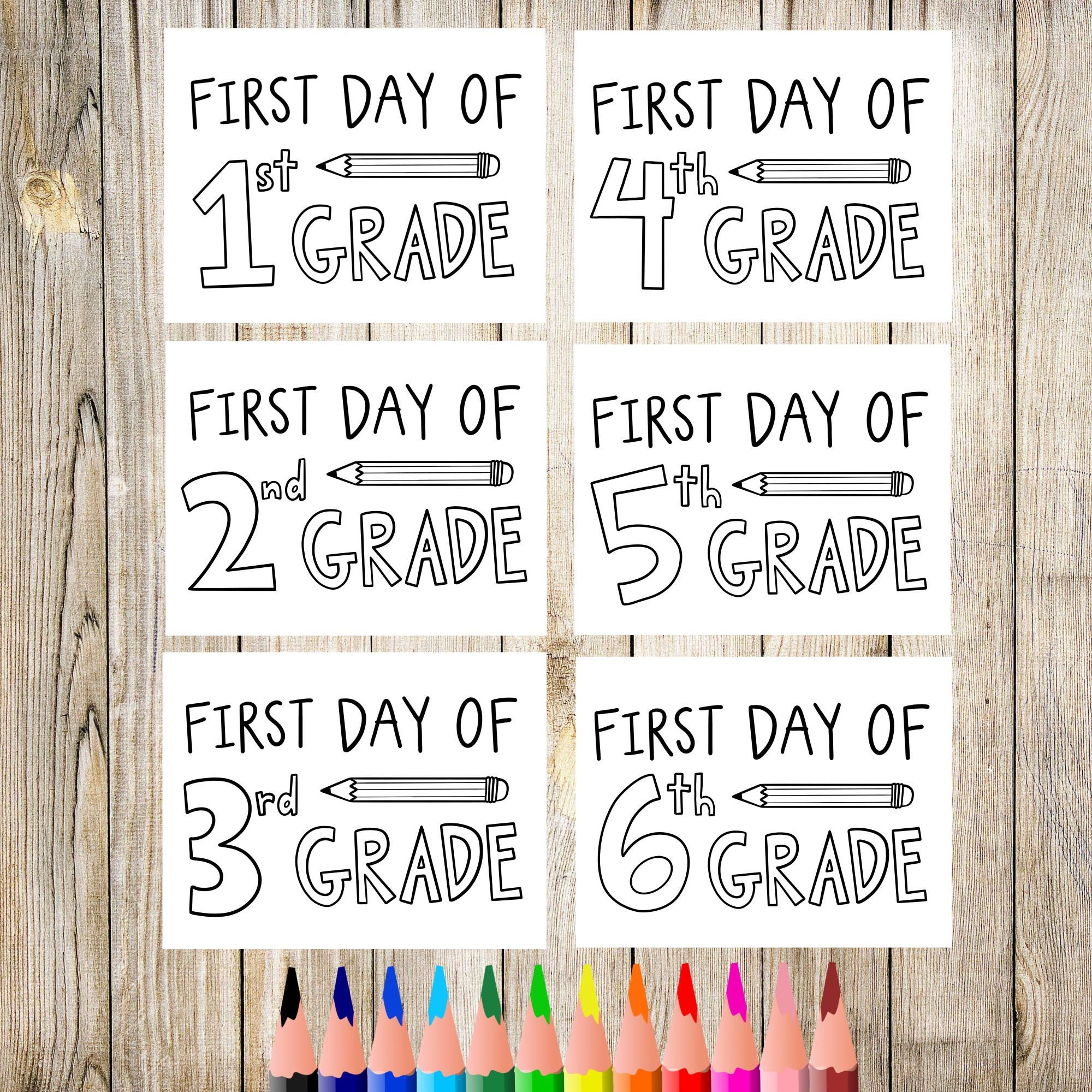 Printable First Day of School Sign, Coloring Pages, Digital, Download ...