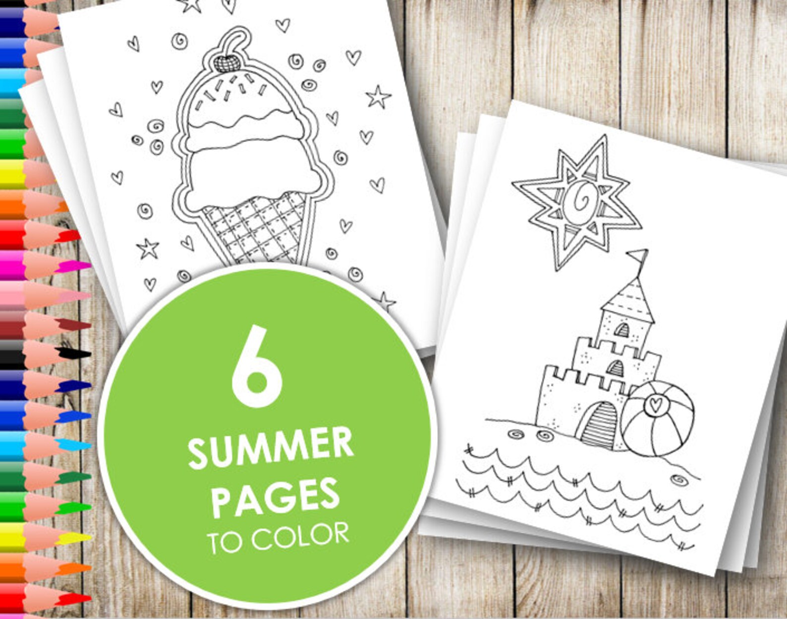 Printable Summer Coloring Pages, Adult and Kid Coloring Sheets, Summer ...