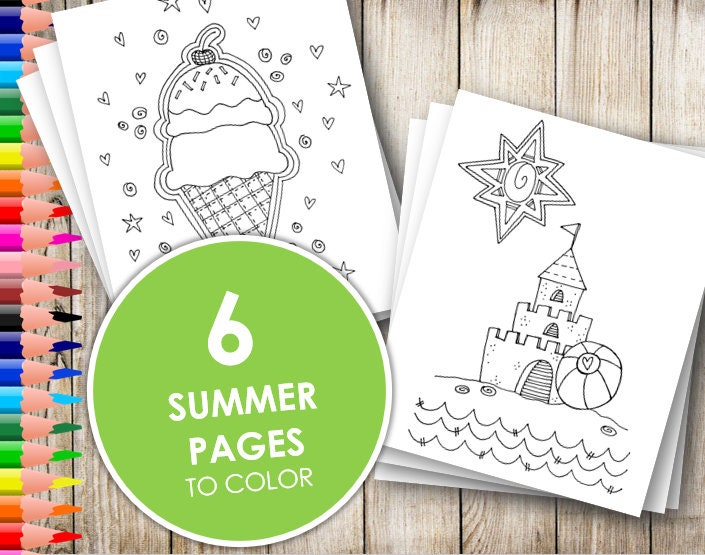 Printable Summer Coloring Pages, Adult and Kid Coloring Sheets, Summer ...