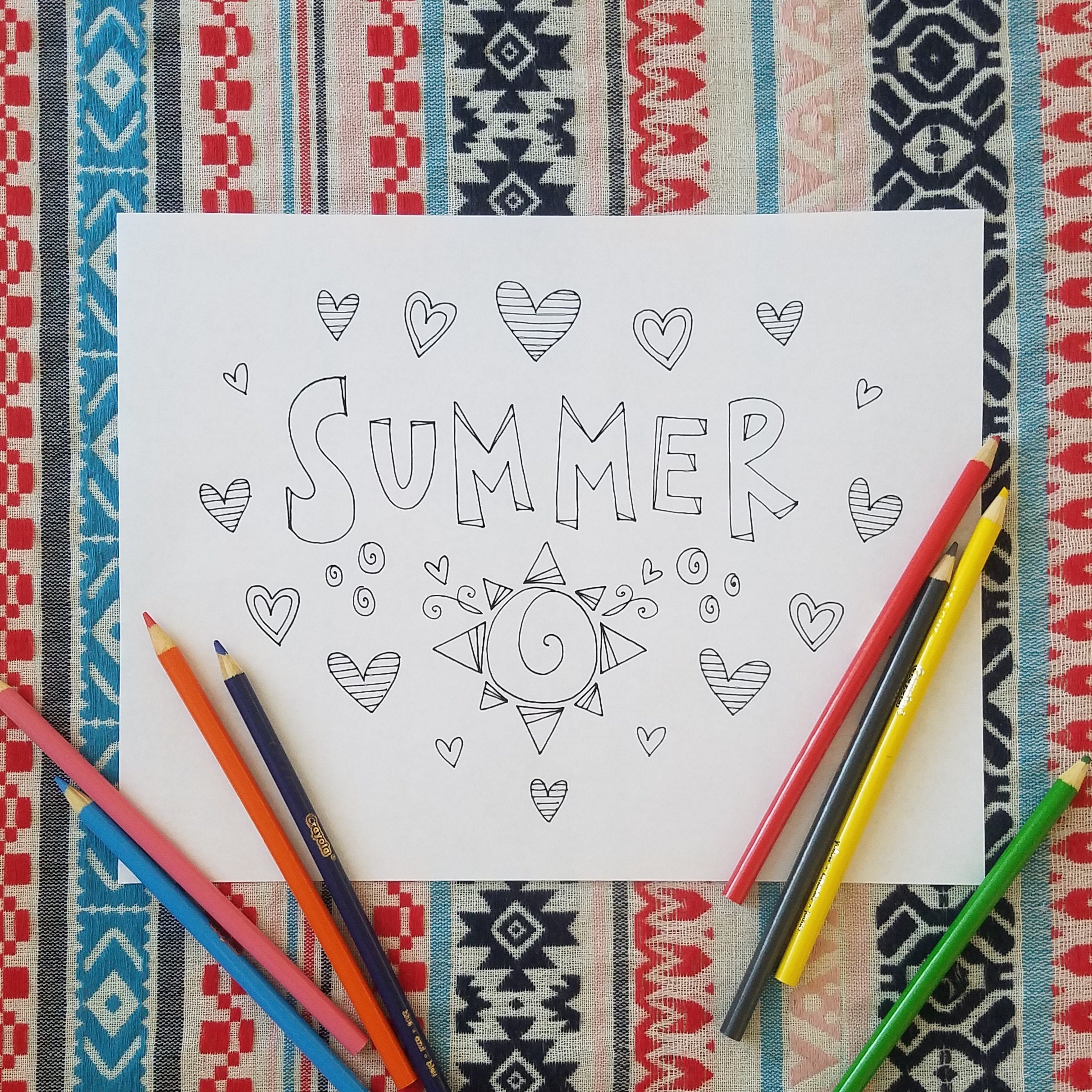 Printable Summer Coloring Pages, Adult and Kid Coloring Sheets, Summer ...