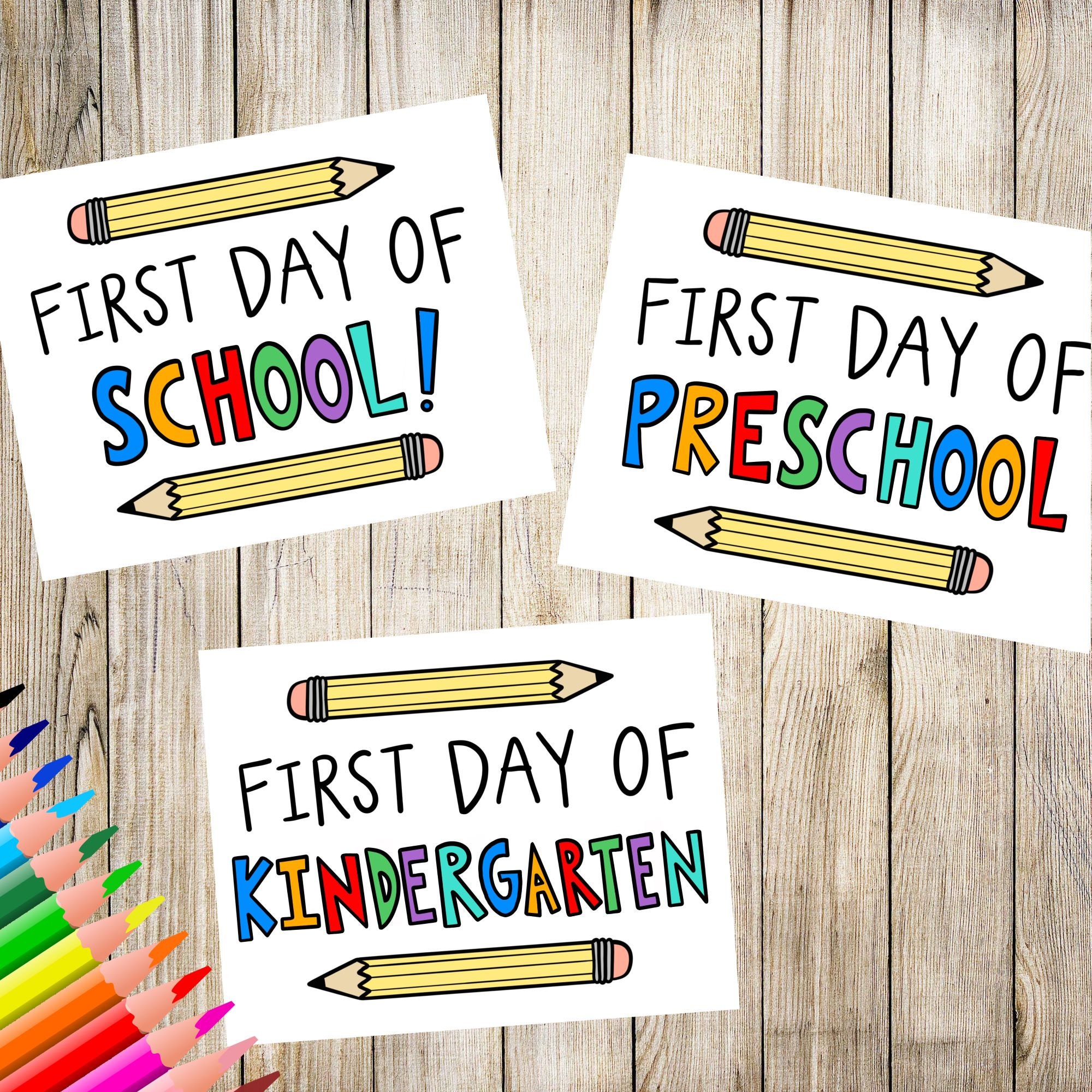 Printable First Day of School Sign, Coloring Pages, Digital, Download ...