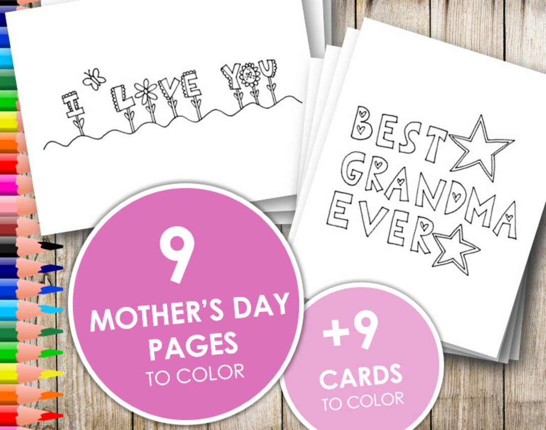 Printable Mother’s Day Coloring Pages and Cards, Adult and Kid Coloring ...