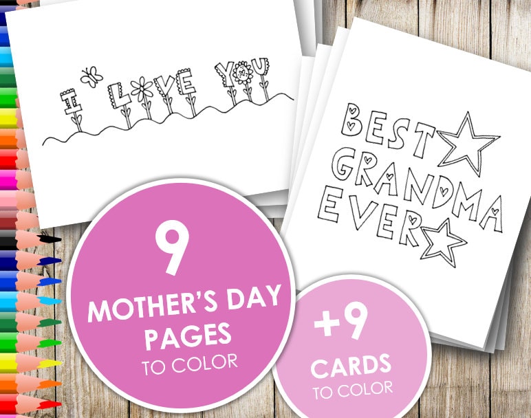 Printable Mothers Day Coloring Pages and Cards, Adult and Kid Coloring ...