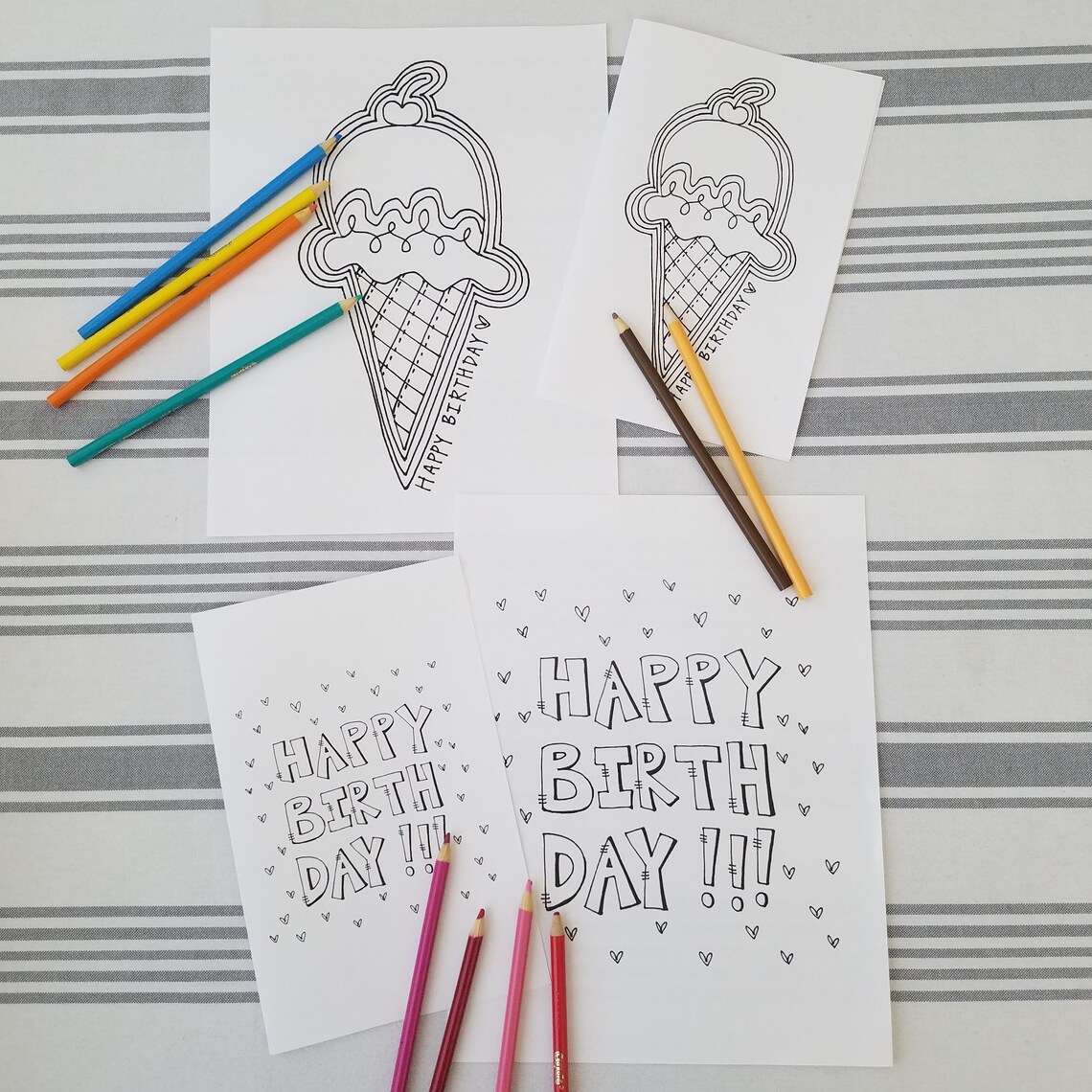 Printable Happy Birthday Coloring Pages and Cards, Adult and Kid ...