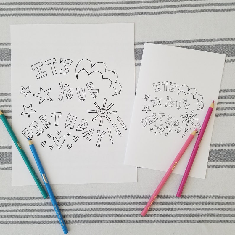 Printable Happy Birthday Coloring Pages and Cards, Adult and Kid ...