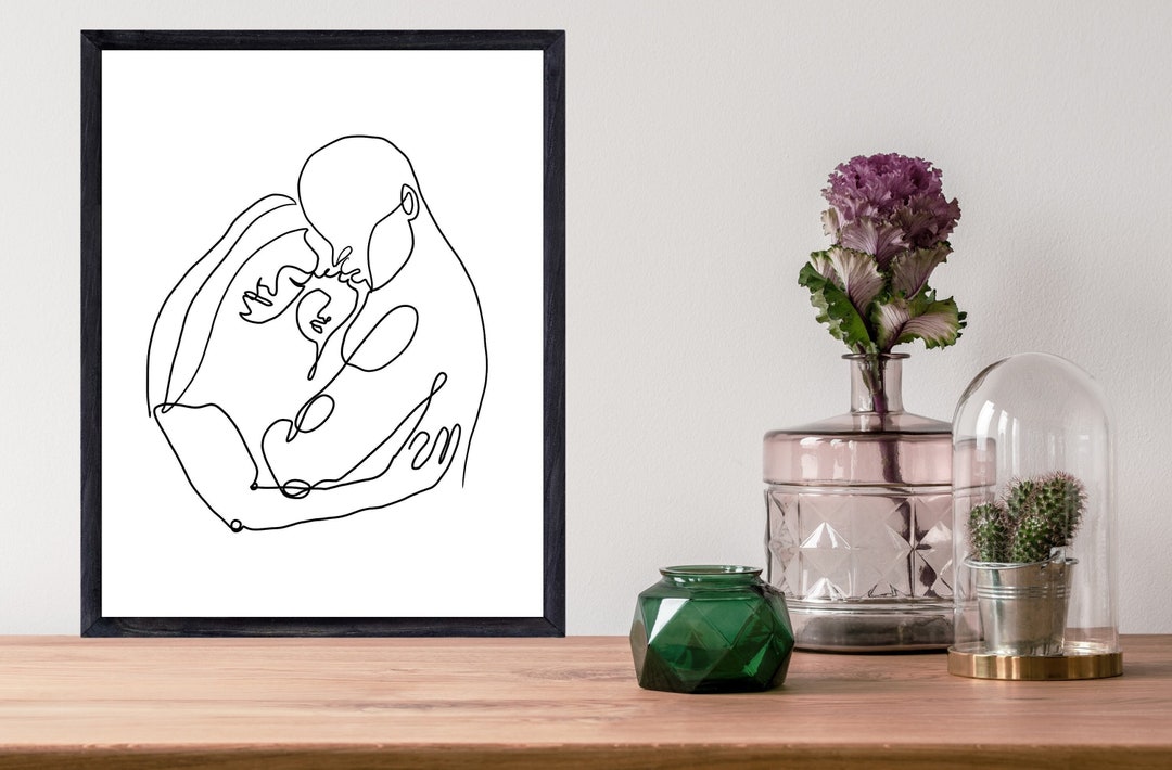 Line Drawing Print, Family Line Drawing, Line Drawing Print, Baby ...