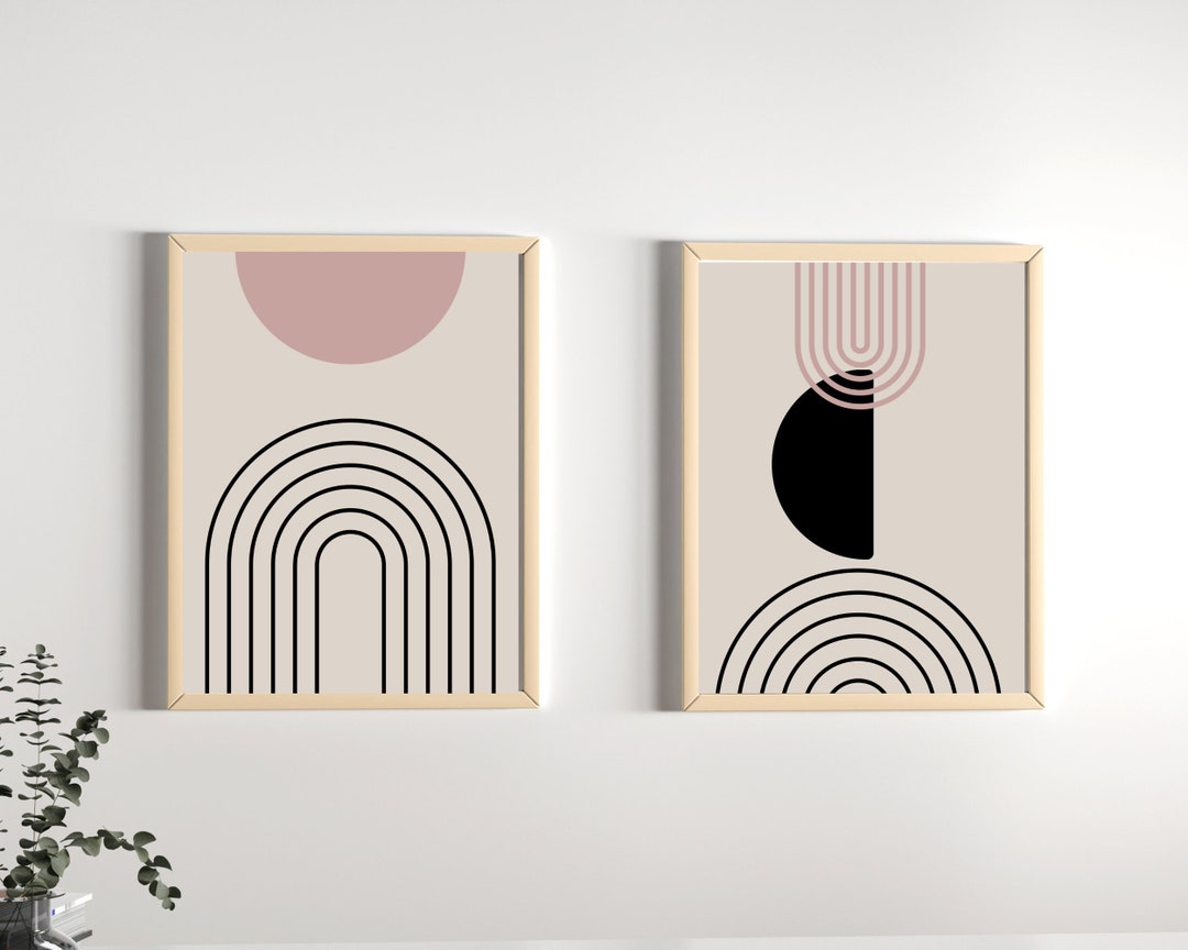 Set von 2 Berliner Bögen Drucke, Boho Abstrakte Wandkunst, Boho Wanddekor, Geometrische Kunst ...