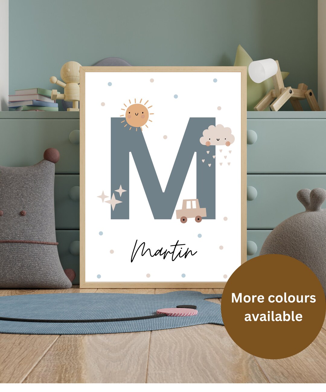Personalised Name Print, Nursery Decor, Nursery Print, Spotty Initial ...