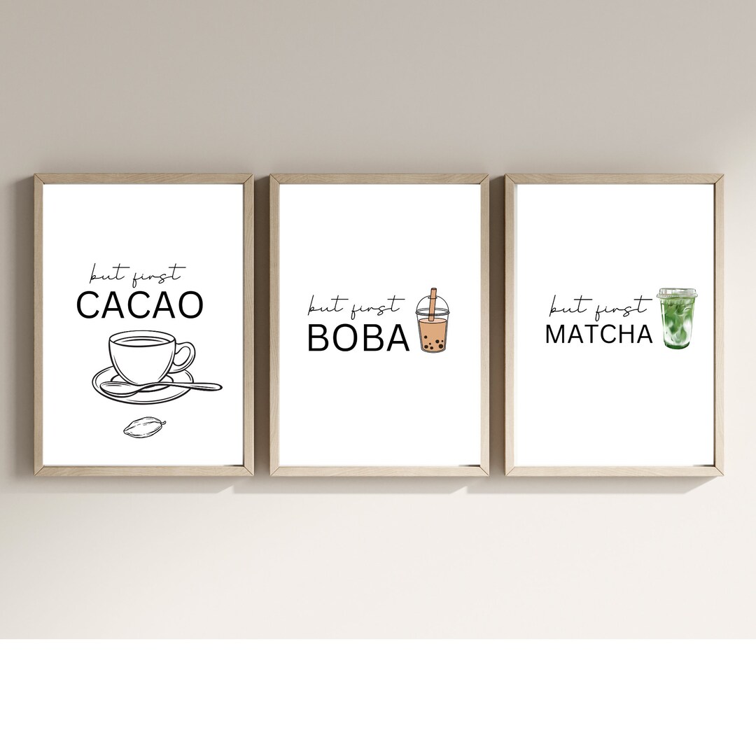 But First Matcha Minimalist Wall Print, Retro Kitchen Wall Decor, but ...