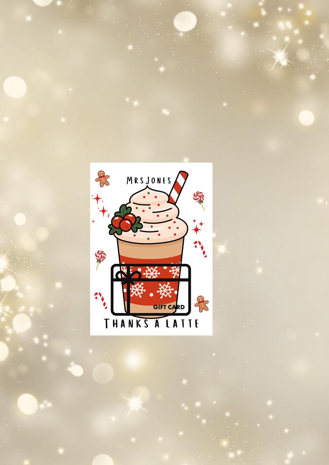 Personalised Thanks A Latte Gift Card Holder Teacher Coffee Card Gift ...