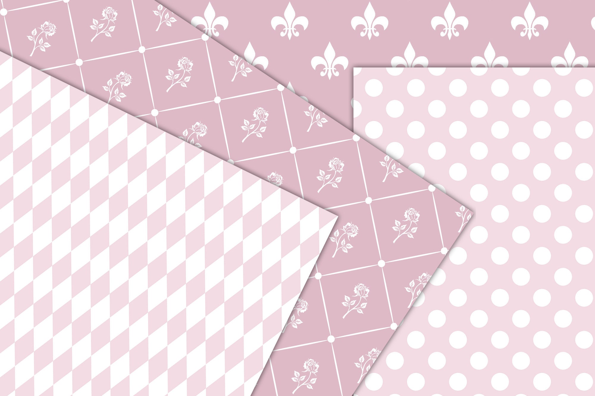 Pink Scrap Digital Paper Pink Princess Pattern Girl - Etsy