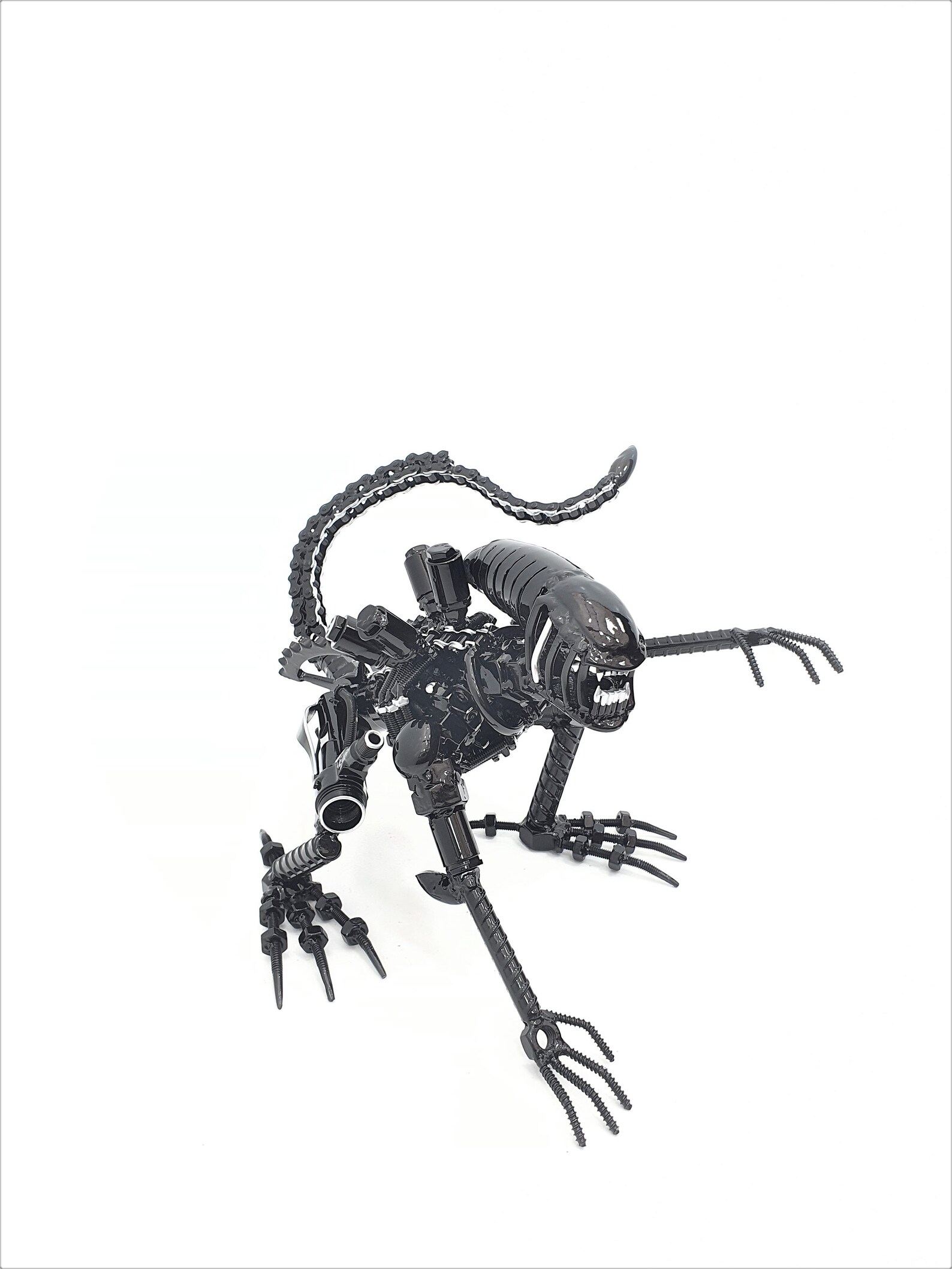 Alien 40cm Creeping Black Edged Handmade Recycled Metal Art | Etsy UK