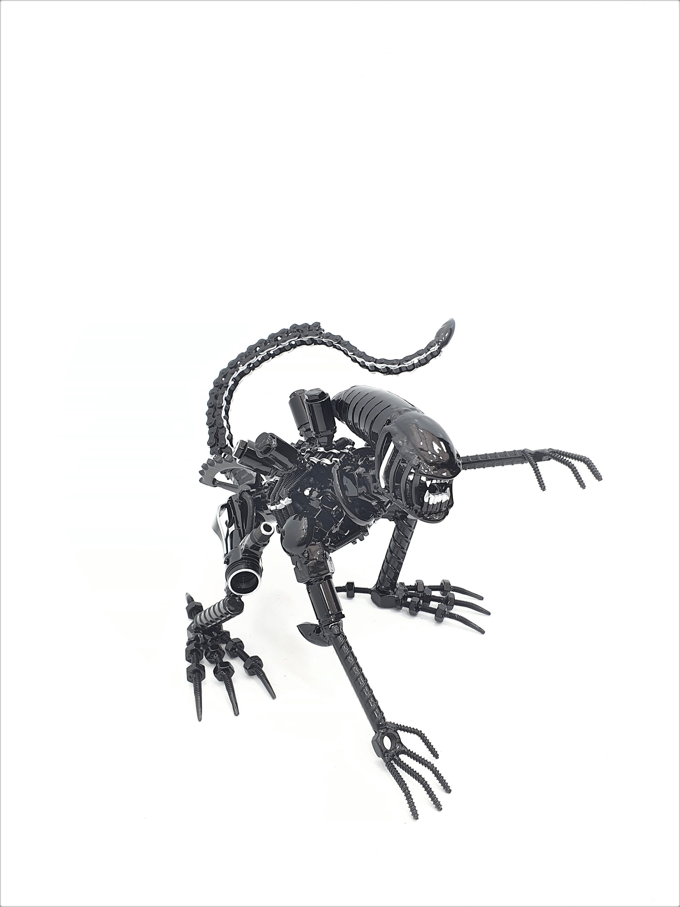 Alien 40cm Creeping Black Edged Handmade Recycled Metal Art | Etsy UK