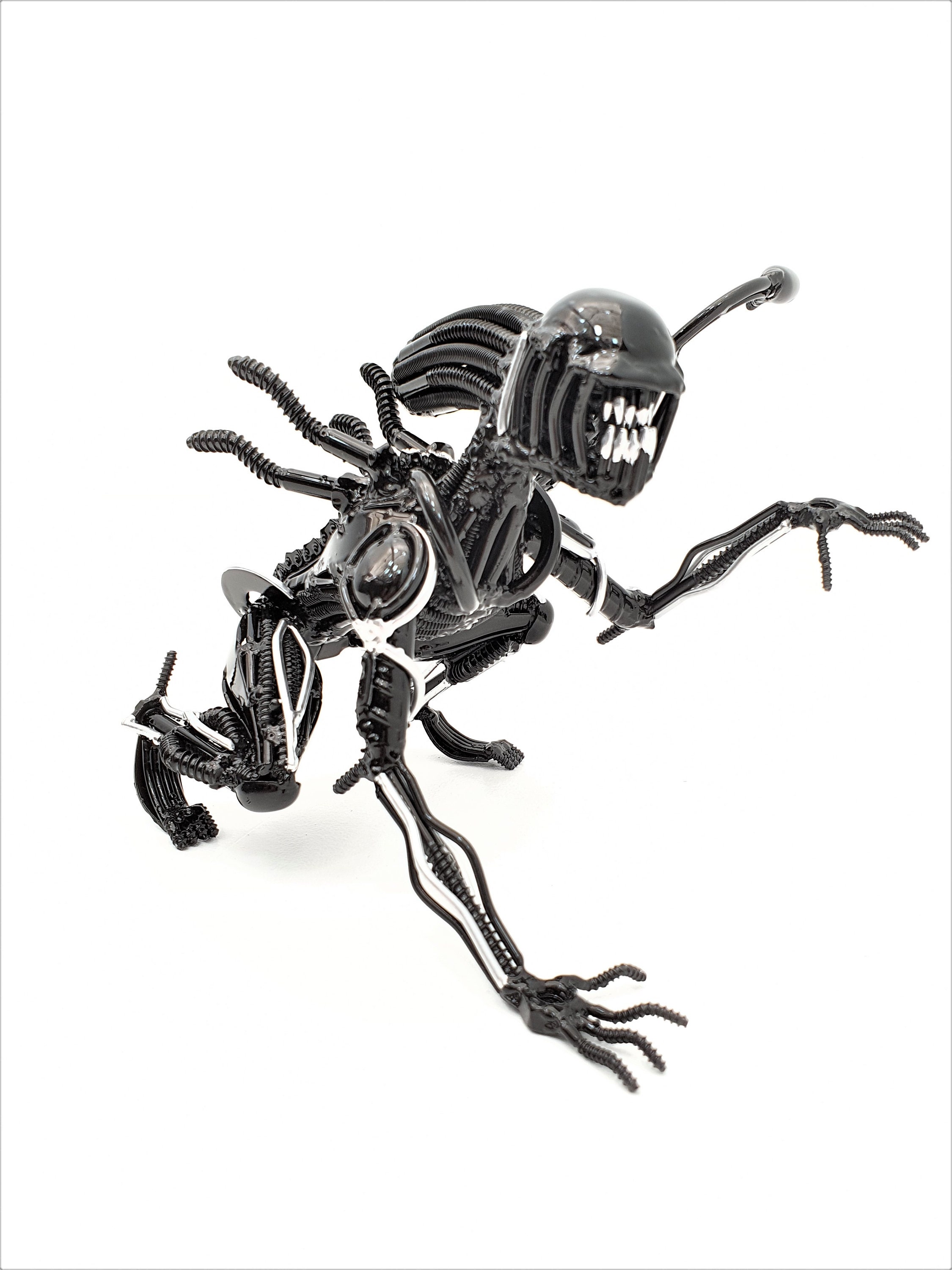 Alien Creeping Black Edged Recycled Handmade Metal Art | Etsy