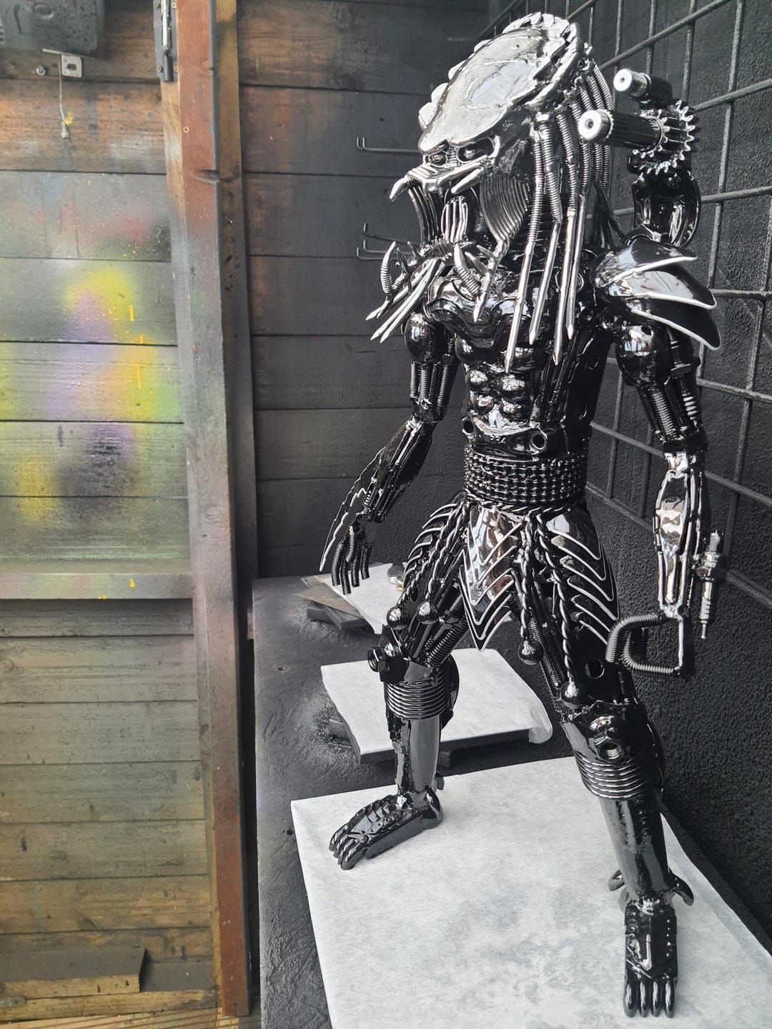 Predator 60cm Battle Axe Weapon Included Black Edged in Silver Handmade ...