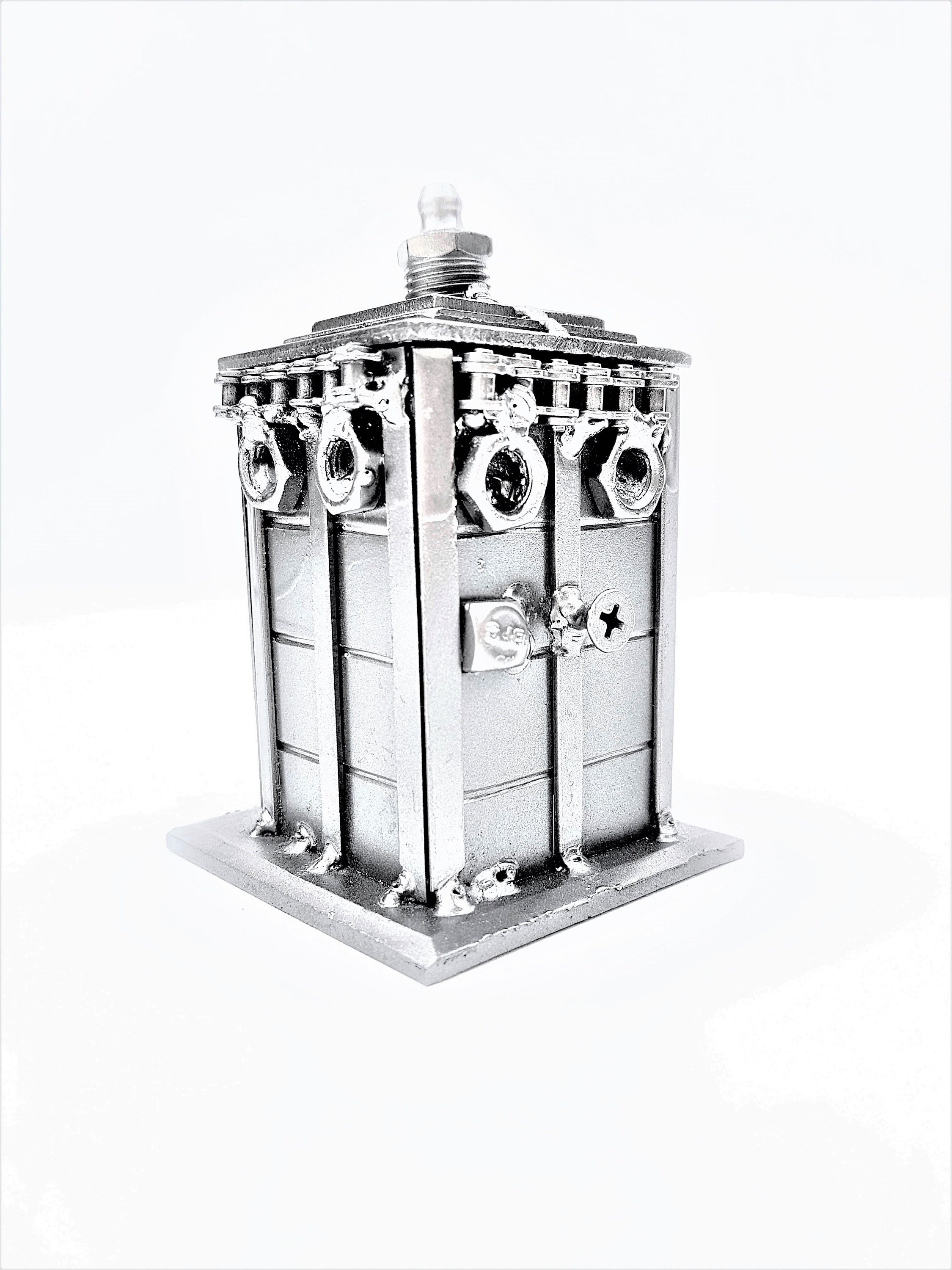 Tardis Small Painted Sci Fi Handmade Recycled Metal Art Productions ...