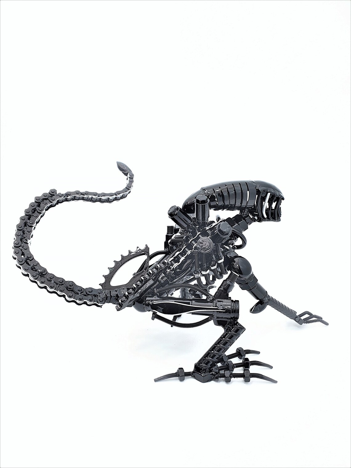 Alien 40cm Creeping Black Edged Handmade Recycled Metal Art | Etsy UK