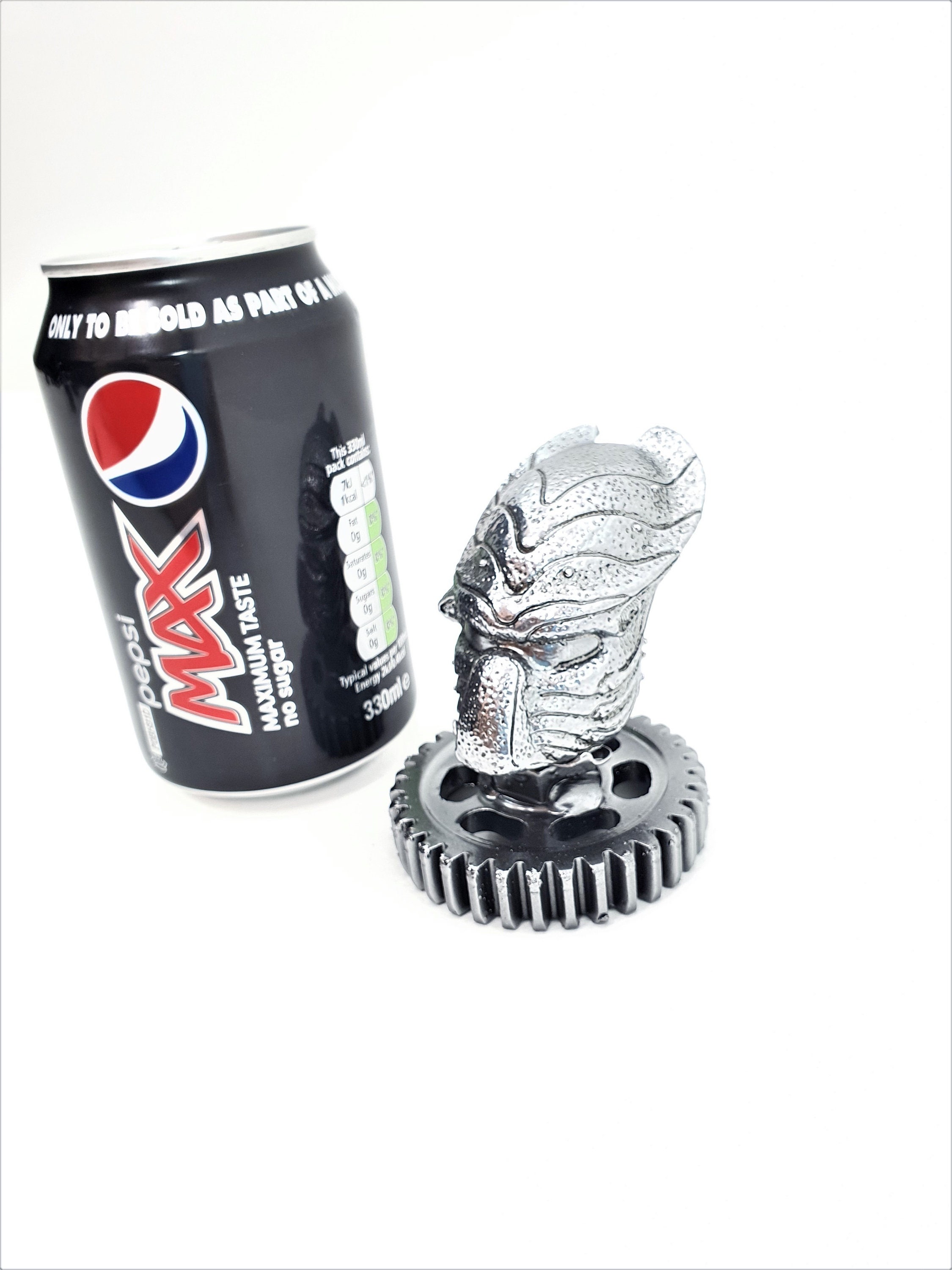 Predator 40cm Mask Chopper On A Stand Silver Handmade Recycled | Etsy