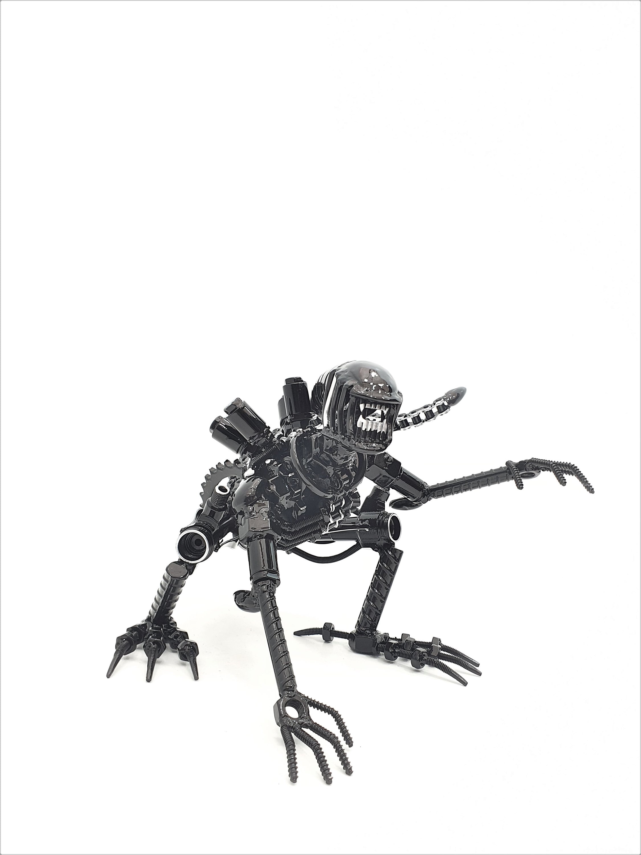 Alien 40cm Creeping Black Edged Handmade Recycled Metal Art | Etsy UK