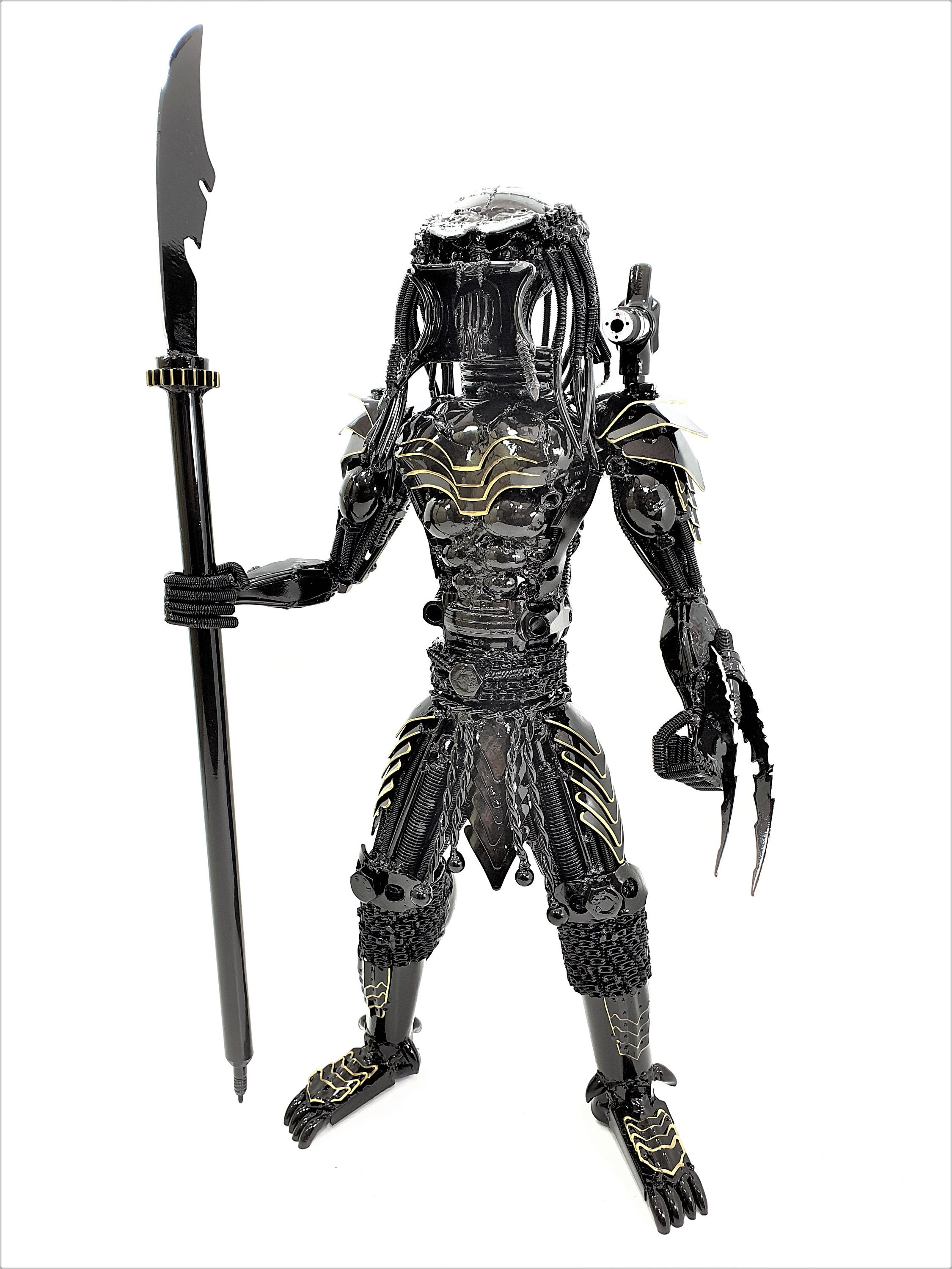 Predator 60cm Spear Black Edged in Gold or Silver Handmade - Etsy
