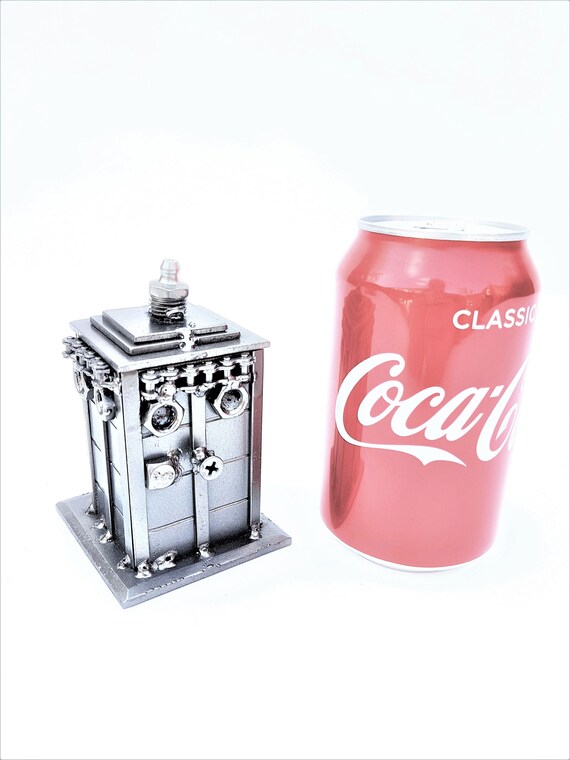 Tardis Small Painted Sci Fi Handmade Recycled Metal Art Productions ...