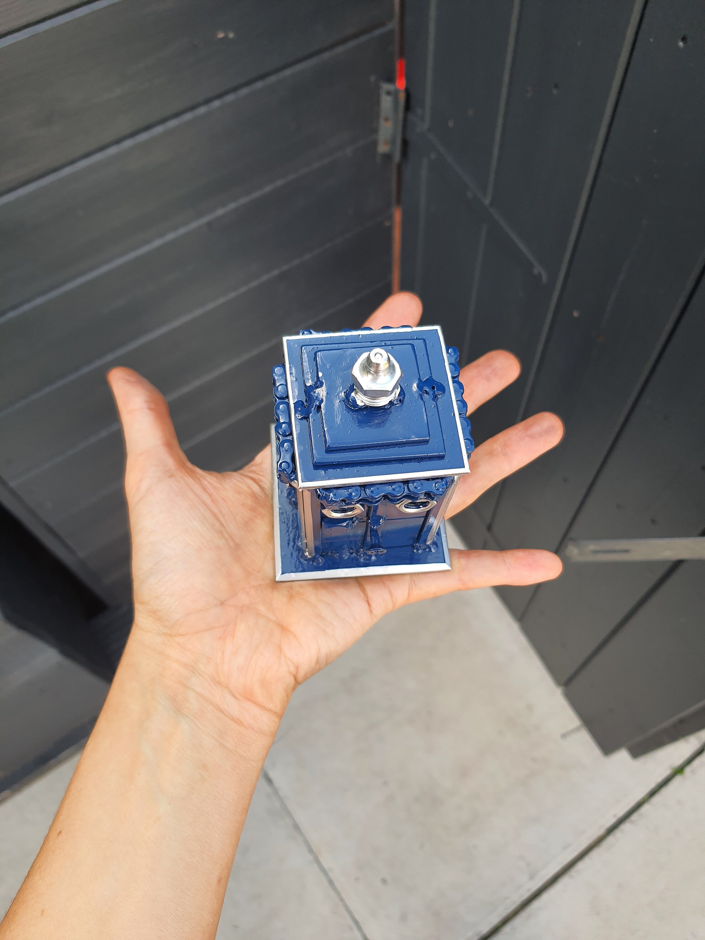 Tardis Small Painted Sci Fi Handmade Recycled Metal Art Productions ...