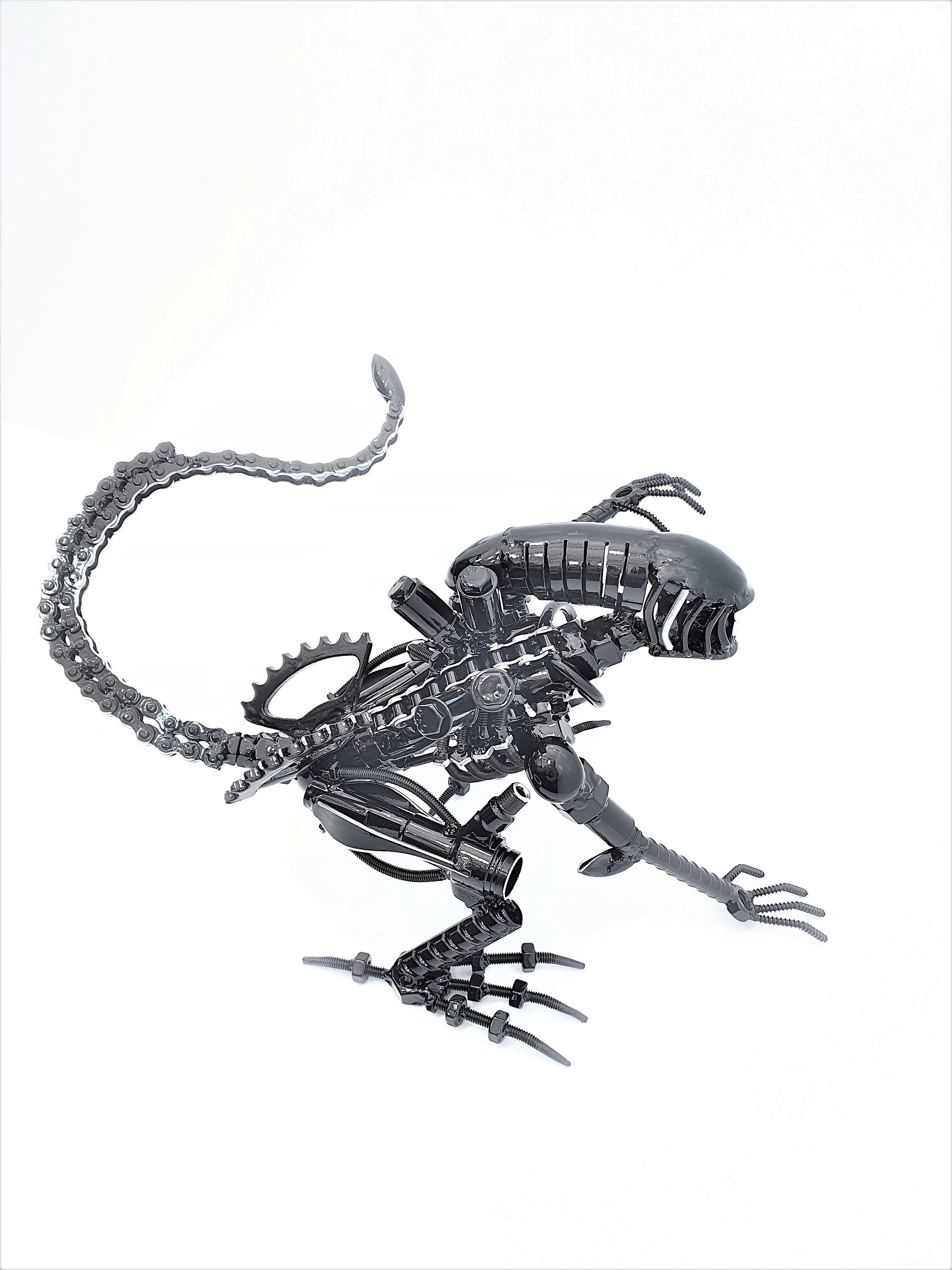 Alien 40cm Creeping Black Edged Handmade Recycled Metal Art | Etsy UK