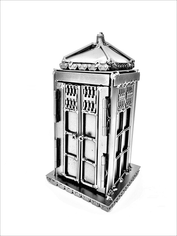 Tardis Small Painted Sci Fi Handmade Recycled Metal Art Productions ...
