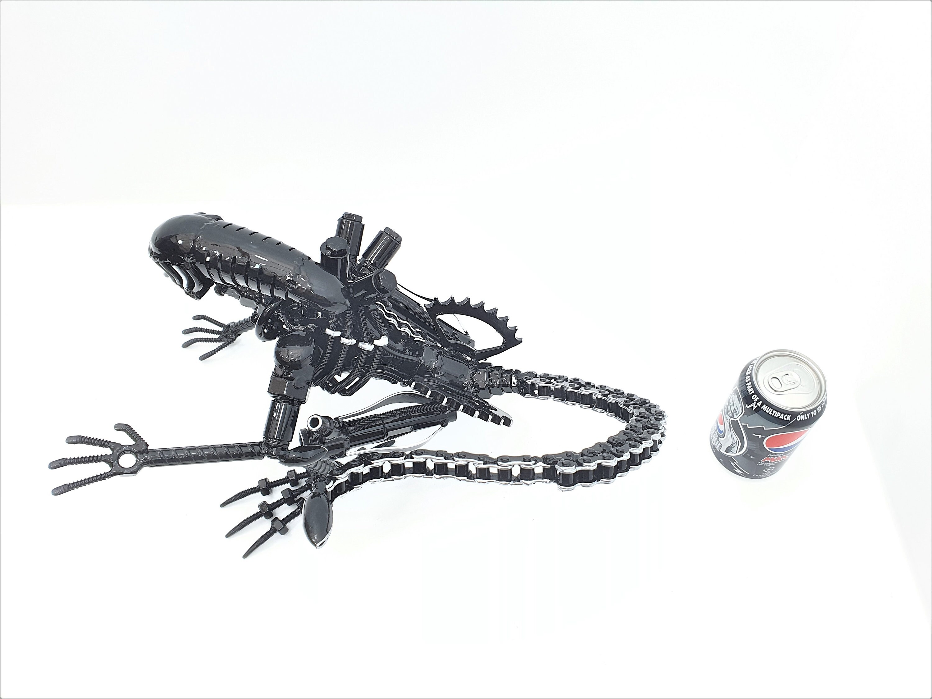 Alien 40cm Creeping Black Edged Handmade Recycled Metal Art | Etsy UK